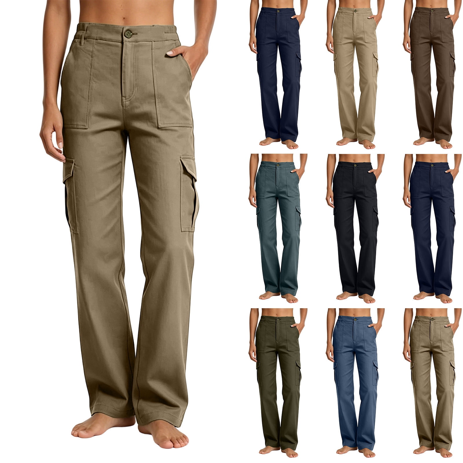 Abomasnow Women's Cargo Pants High Waist Straight Leg Pants Casual ...