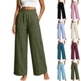 Abomasnow Women's Cotton and Linen Pants Elastic High Waist Wide Leg ...