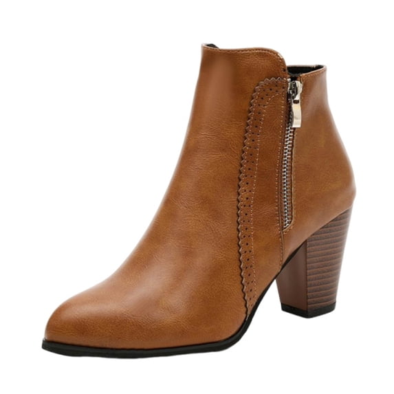 Abomasnow Women's Fashion Casual Solid Color Rubbed Color Thick Heel ...