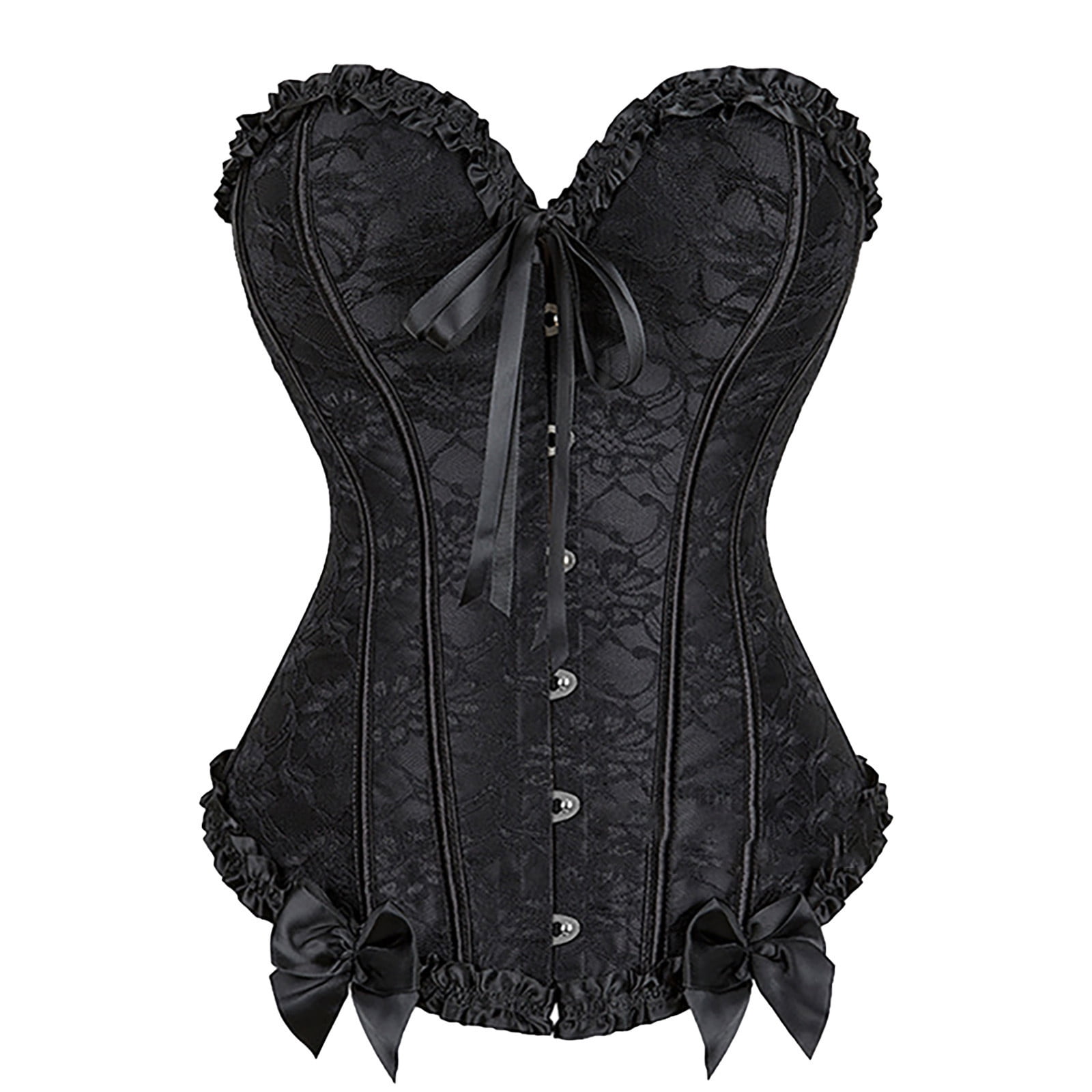 Abomasnow Women's Floral Embroidery Boned Corset Tops Overbust Corset ...