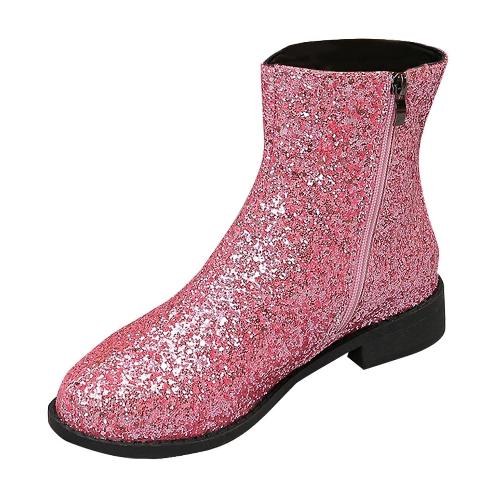 Abomasnow Women's Glitter Ankle Boots with Side Zipper and Low Heel for ...