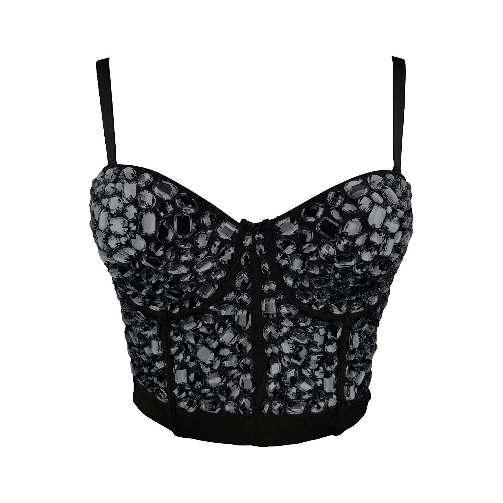 Abomasnow Women's Handmade Rhinestone Diamond Push up Bustier Crop Top ...