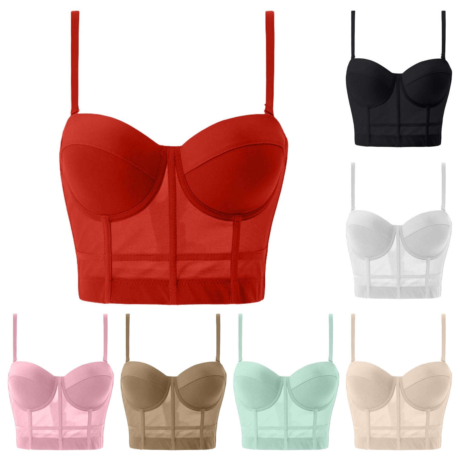 Abomasnow Women's Mesh Breath Push up Bustier Corset Crop Top Club ...