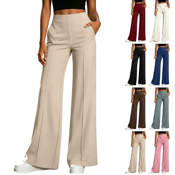 Abomasnow Women's Plus Size Dressy Pants High Waist Straight Leg Pants ...
