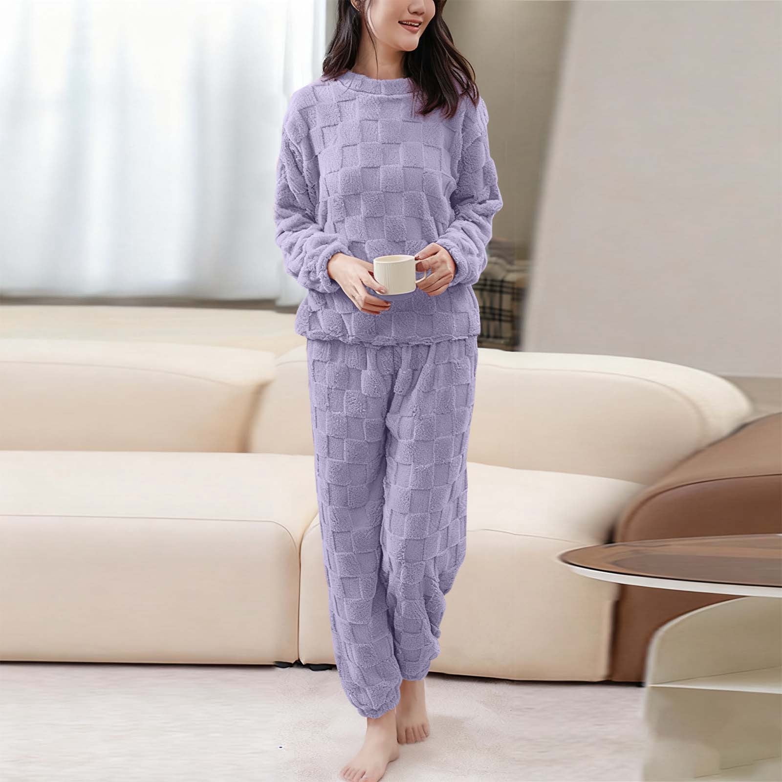 Abomasnow Women's Plush Pajamas Set Soft Sherpa Fleece Lined Pj Set ...