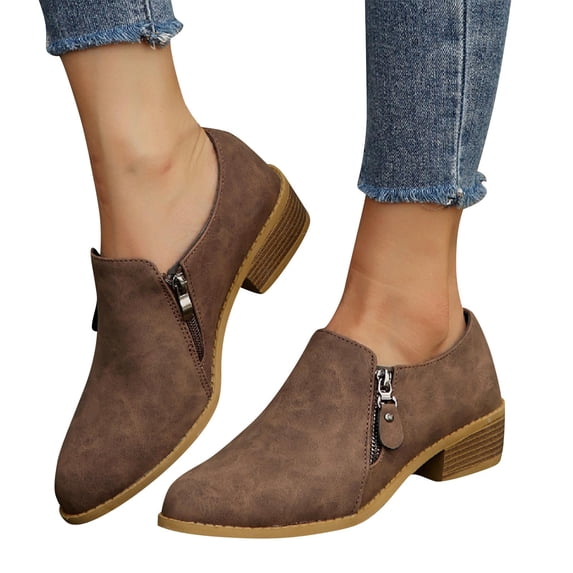Abomasnow Women's Side Zipper Ankle Boots with Low Block Heel for ...