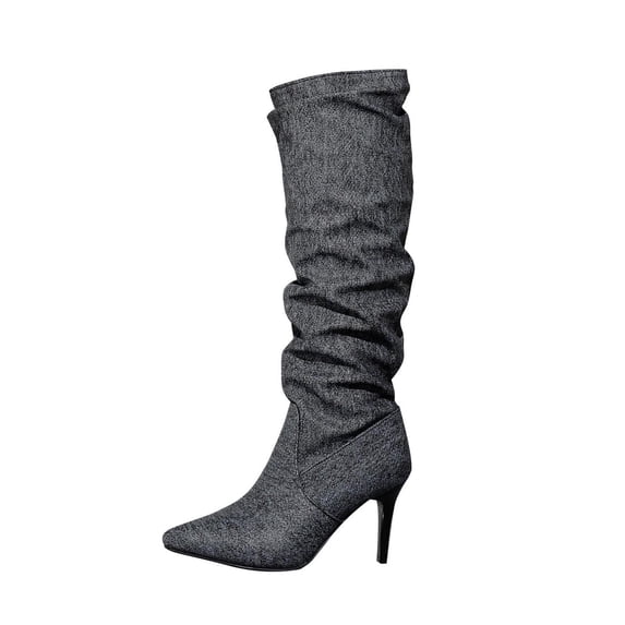 Abomasnow Women's Slouchy Knee High Boots with Pointed Toe and Stiletto ...