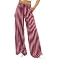 Abomasnow Women's Striped Pants Elastic High Waist Drawstring Wide Leg ...