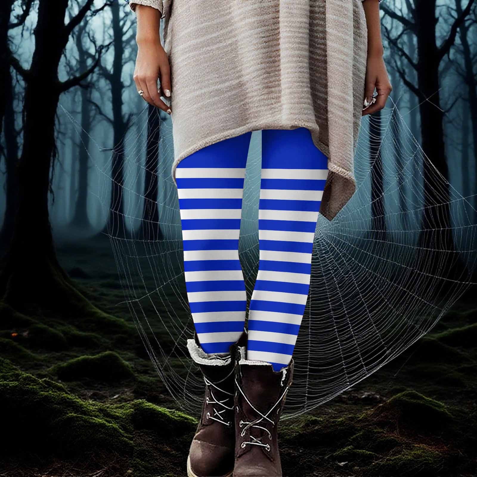 Abomasnow Women's Wide Horizontal Contrast Stripe Leggings High Waist ...