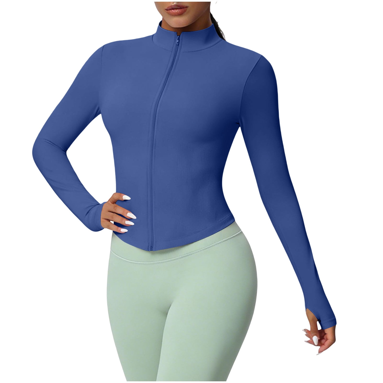 Abomasnow Women's Workout Jackets Zip Up Long Sleeve Mock Neck Athletic ...