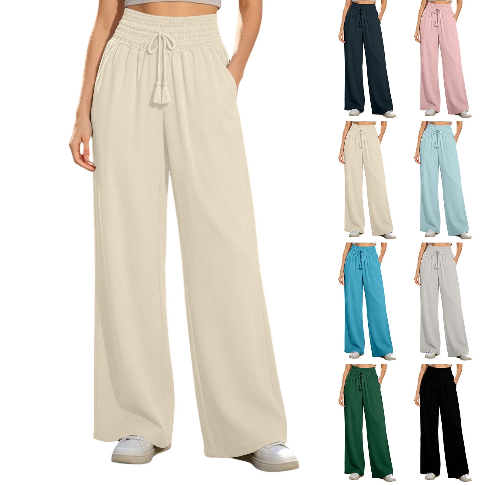Abomasnow Womens Athletic Pants Elastic High Waisted Drawstring Wide ...
