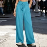 Abomasnow Womens Baggy Wide Leg Palazzo Pants Casual Boho Smocked High ...