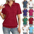 Abomasnow Womens Dressy Shirts Short Sleeve V-Neck Collared T-Shirts ...