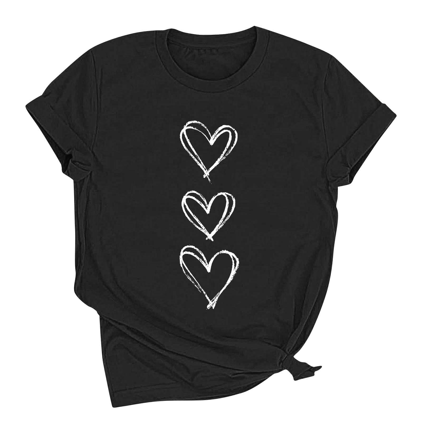 Abomasnow Womens Love Heart Shirts Valentines Day Short Sleeve Crewneck ...