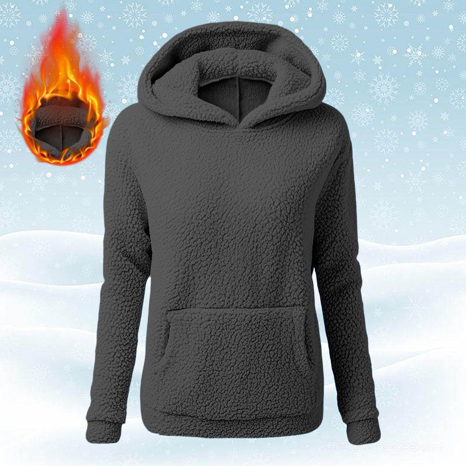 Abomasnow Womens Sherpa Fleece Jacket Plus Size Long Sleeve Plush ...