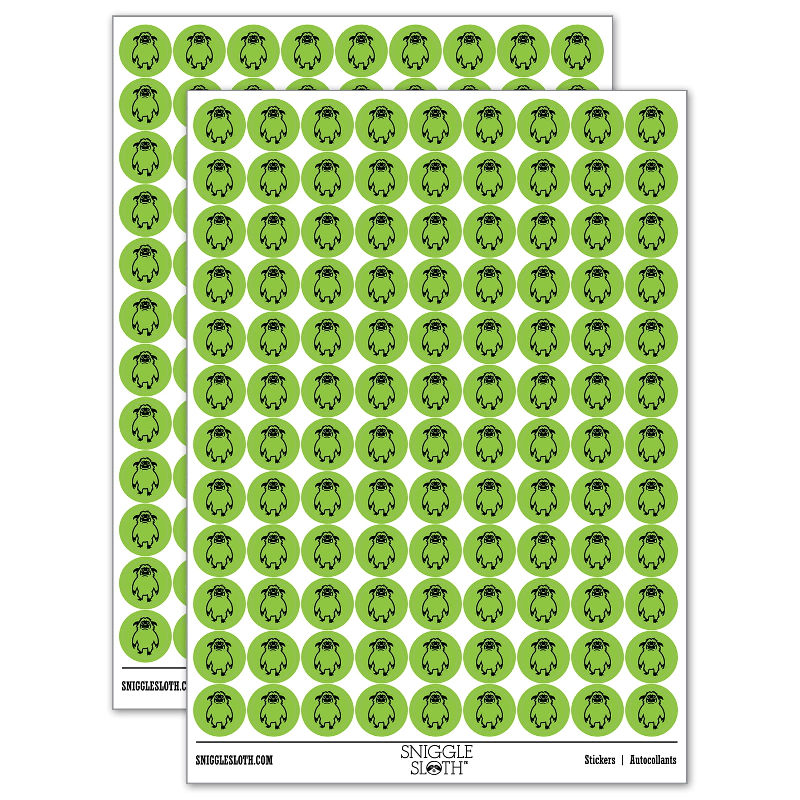 Abominable Snowman Yeti Monster 200+ Round Stickers - Light Green ...