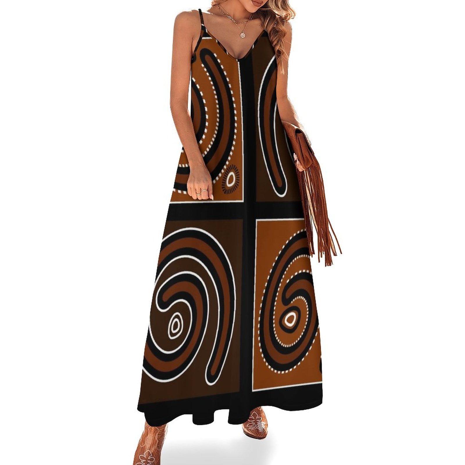 Aboriginal Art Inspiration Sleeveless Dress evening dresses women Woman's evening dress summer ...