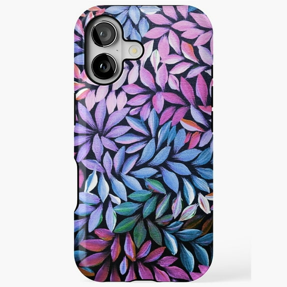 Aboriginal Art Medical Leaves Pink Purple Blue Phone Case for iPhone 17 ...