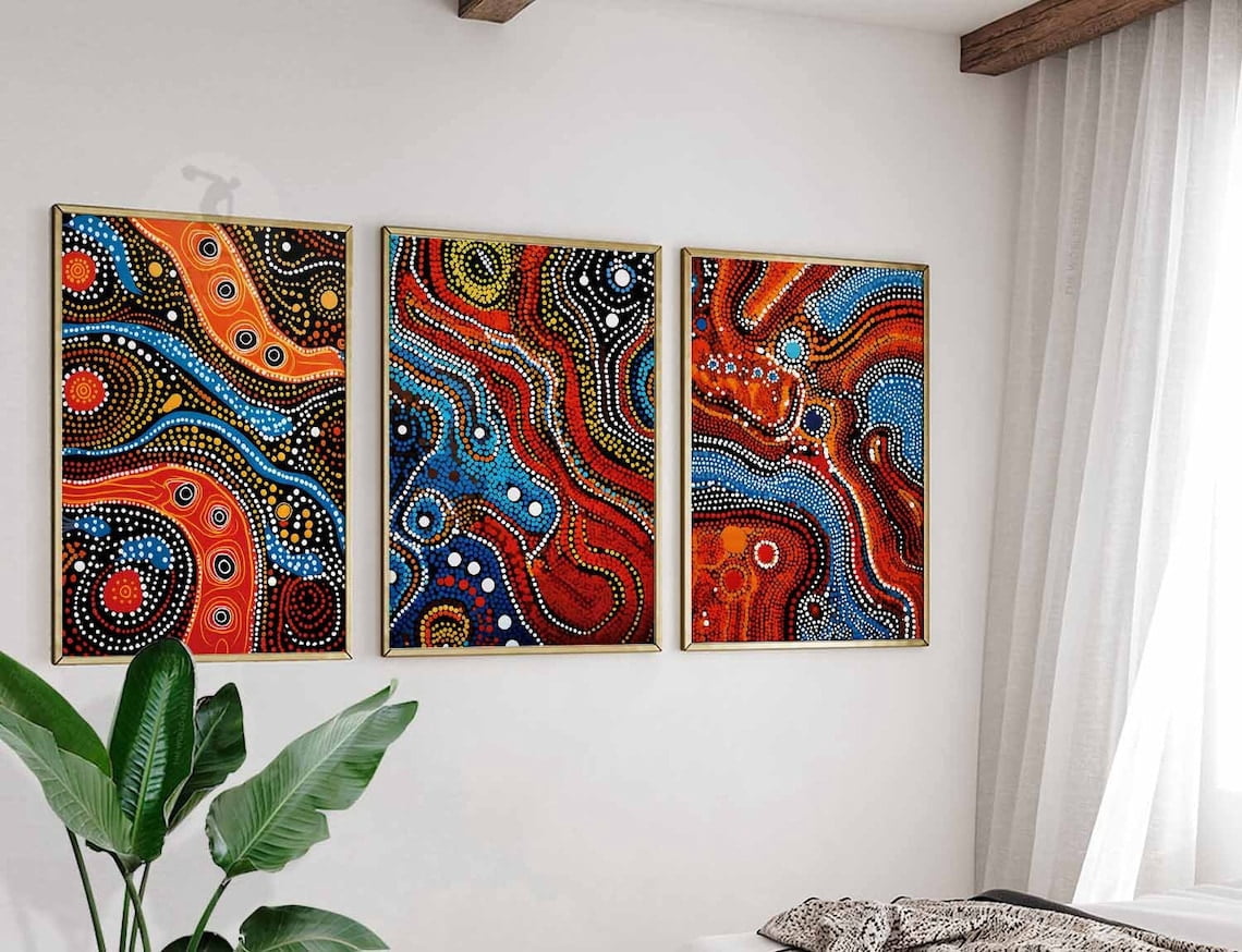 Aboriginal Cultural Wall Art Indigenous Set Australian Travel Art Set 3 ...