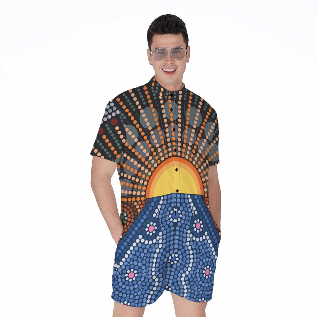 Aboriginal Indigenous Sunset Art Short Sleeve Men'S Rompers, Aboriginal ...