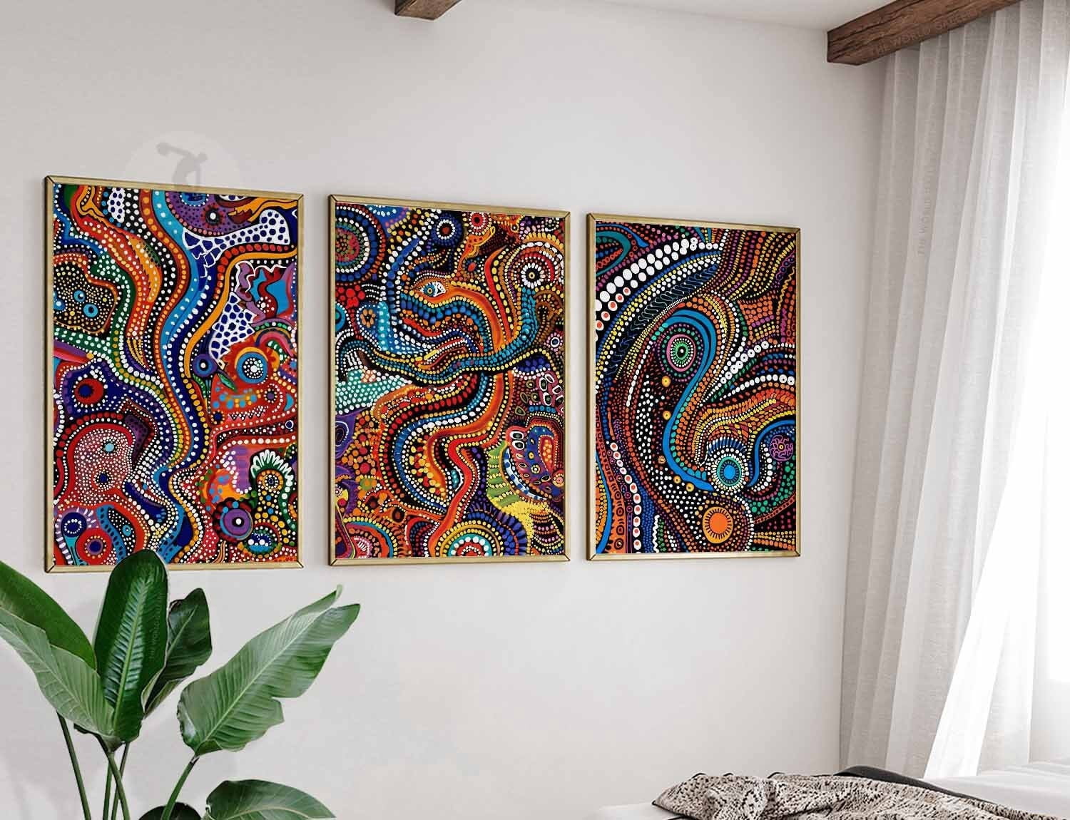 Aboriginal Prints Indigenous Poster Set Aboriginal Decor Australian ...
