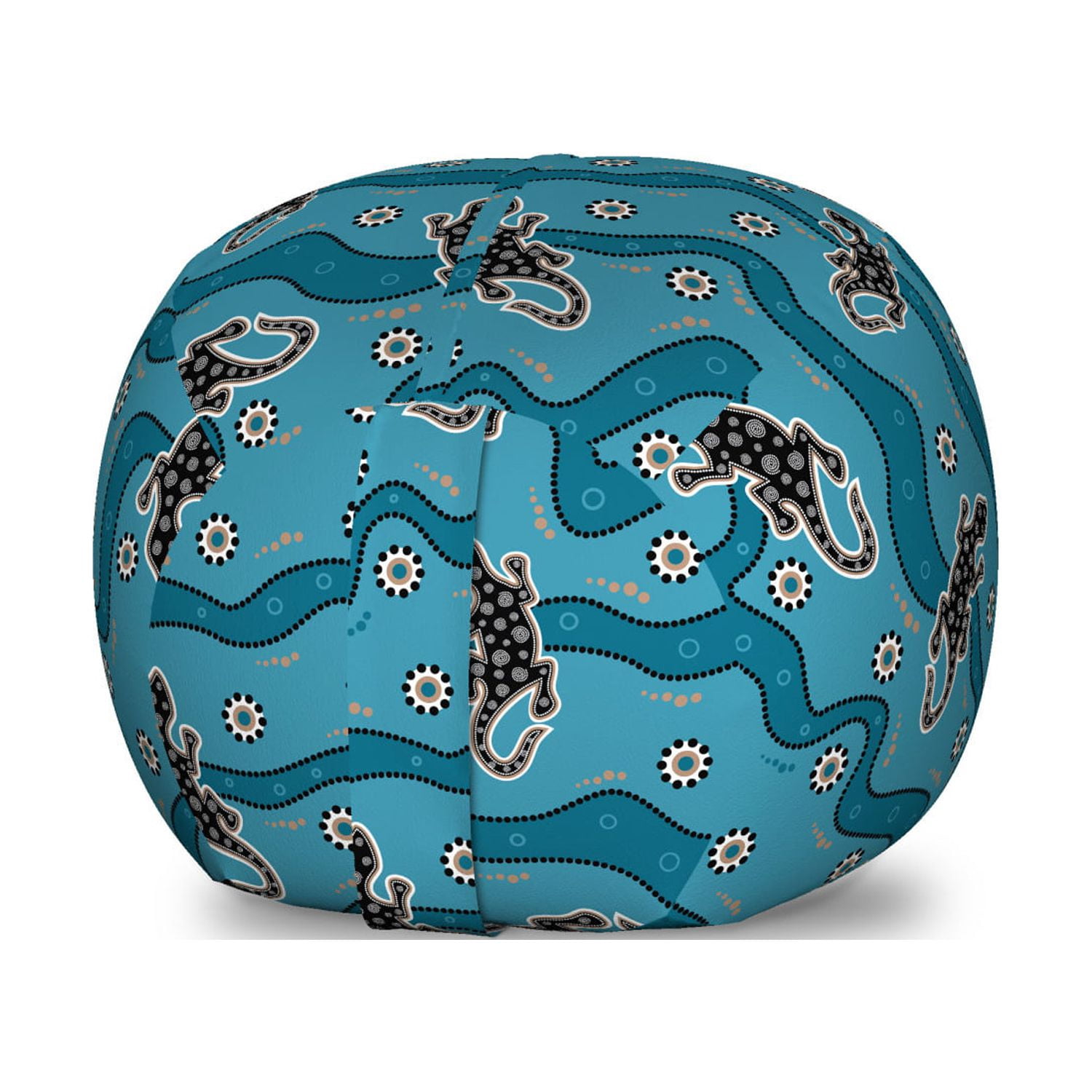 Aboriginal Storage Toy Bag Chair, Reptile on Waves and Dots, Stuffed ...