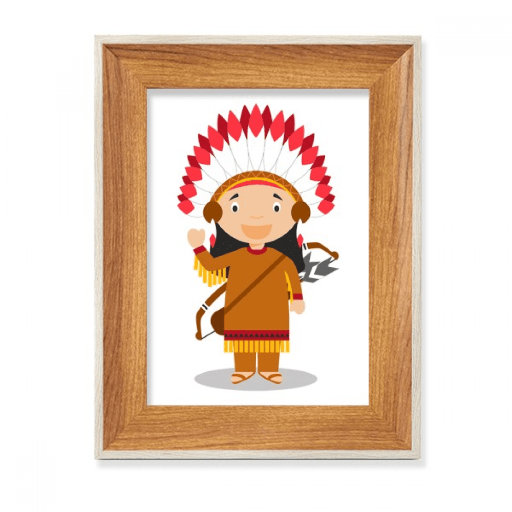 Aboriginal Tribe USA Cartoon Desktop Wooden Photo Frame Display Picture ...
