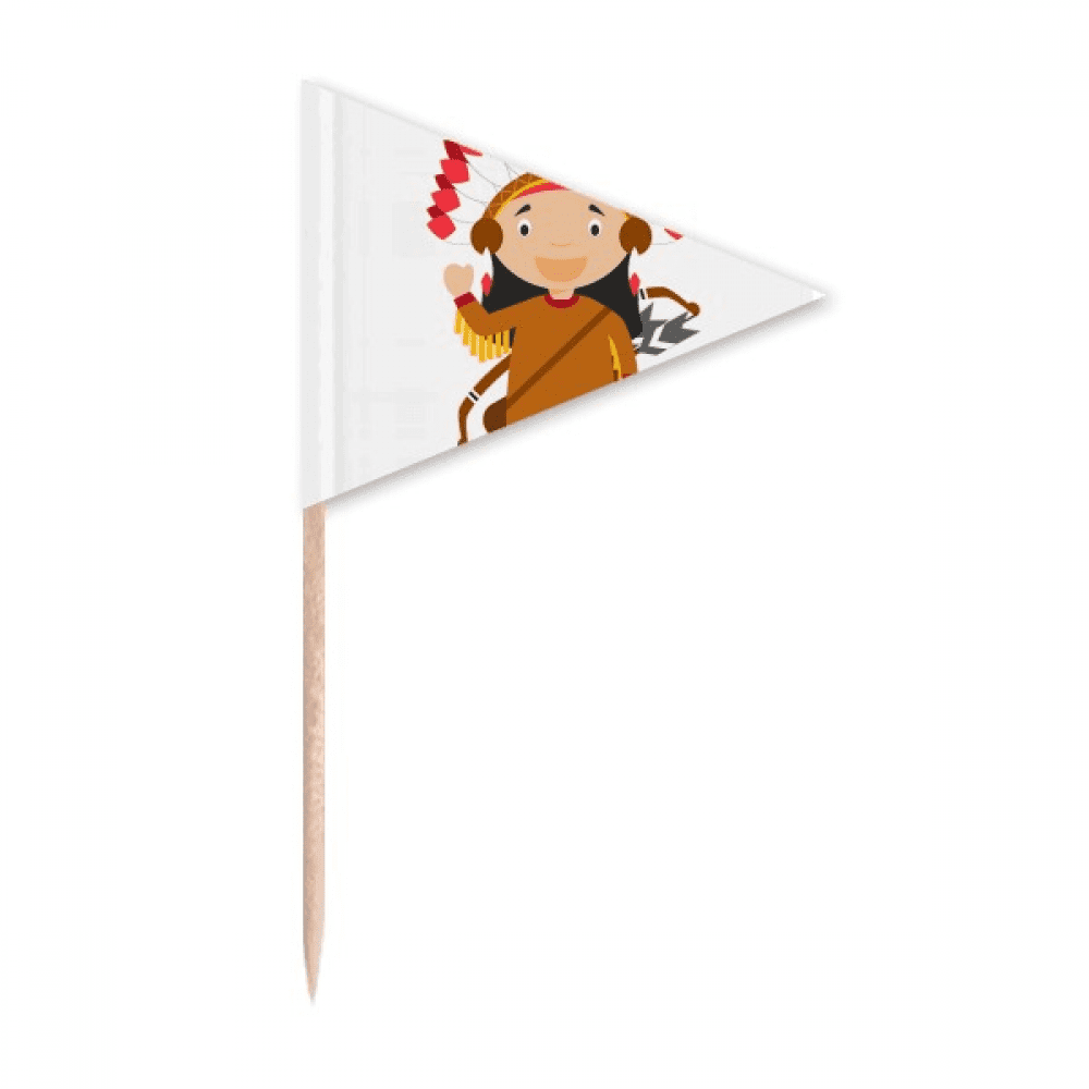 Aboriginal Tribe USA Cartoon Toothpick Triangle Cupcake Toppers Flag ...