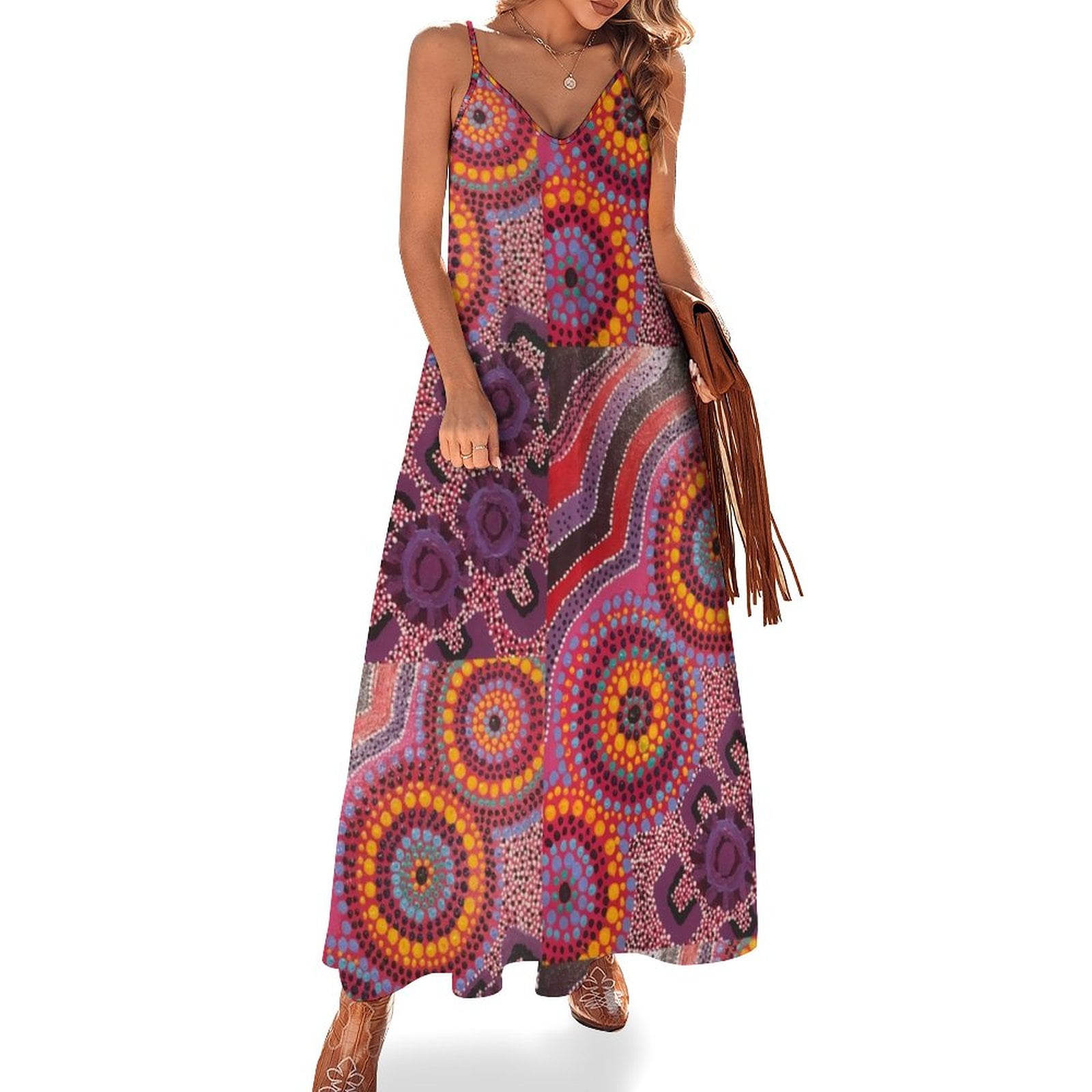 Aboriginal design- pink learning Sleeveless Dress cocktail dresses ...