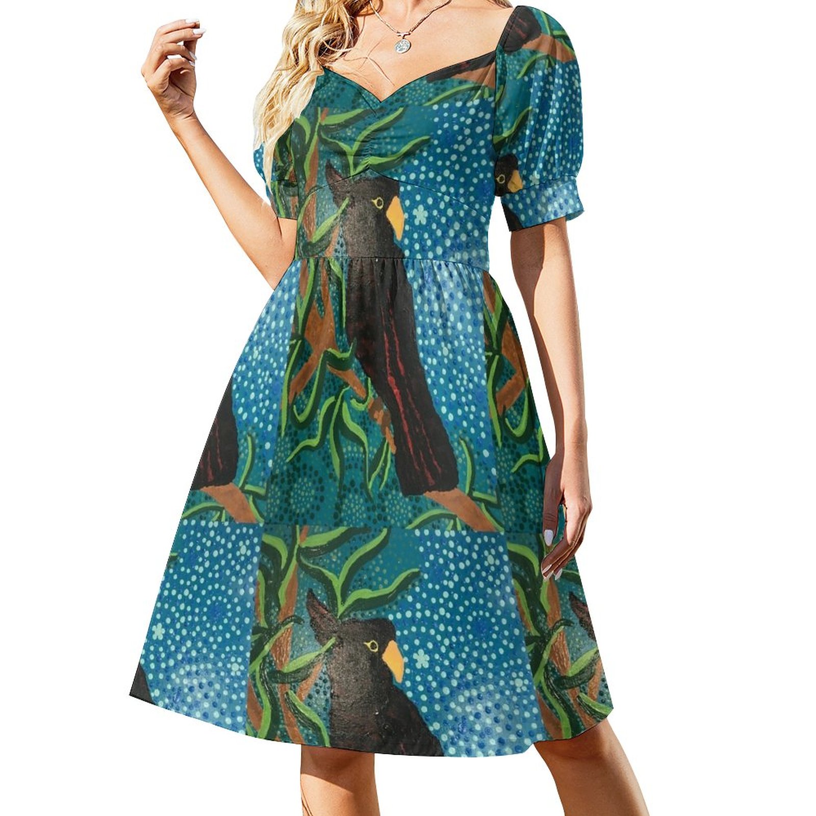 Aboriginal dot art - black cockatoo Sleeveless Dress luxury woman ...