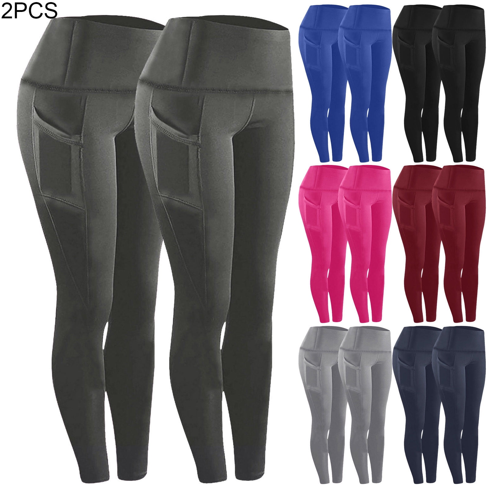Aboser 2 Pack Yoga Pants For Women High Waisted Tummy Control Leggings