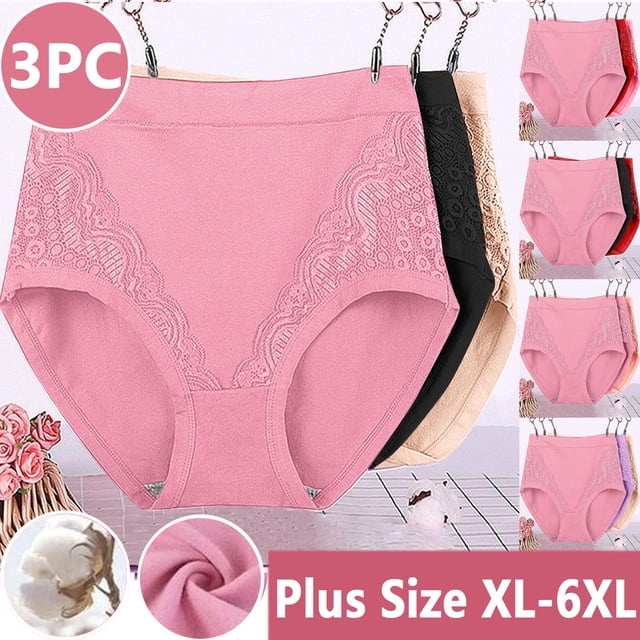 Aboser 3 Pack Cotton Panties for Seniors Women Plus Size High Waisted ...