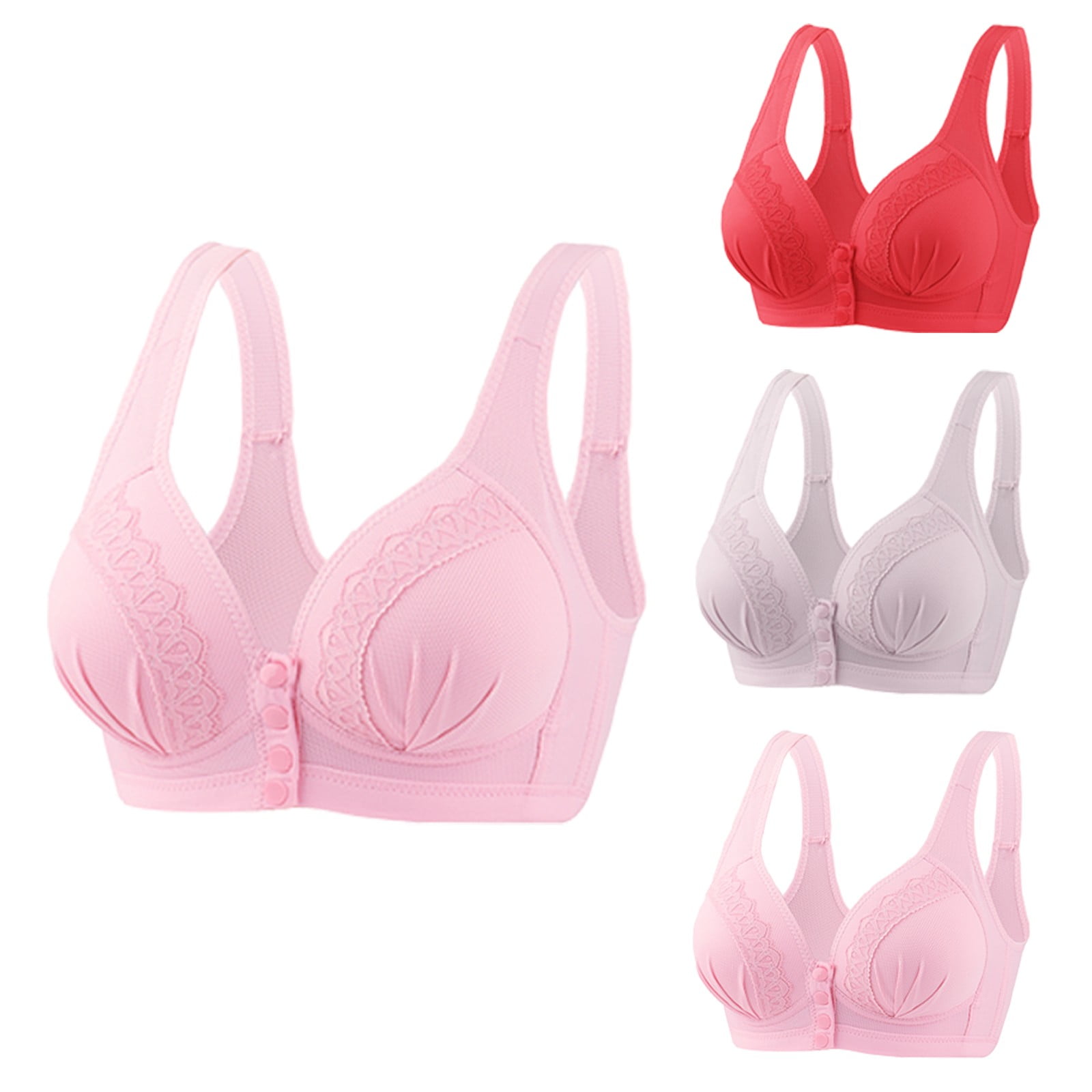 Aboser 3 Packs Comfort Bras for Older Women No Underwire Lace Bras ...