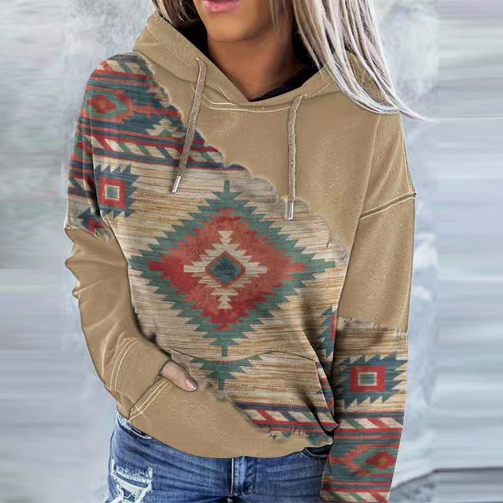 Aboser Aztec Style Sweatshirts For Women Western Ethnic Clothing