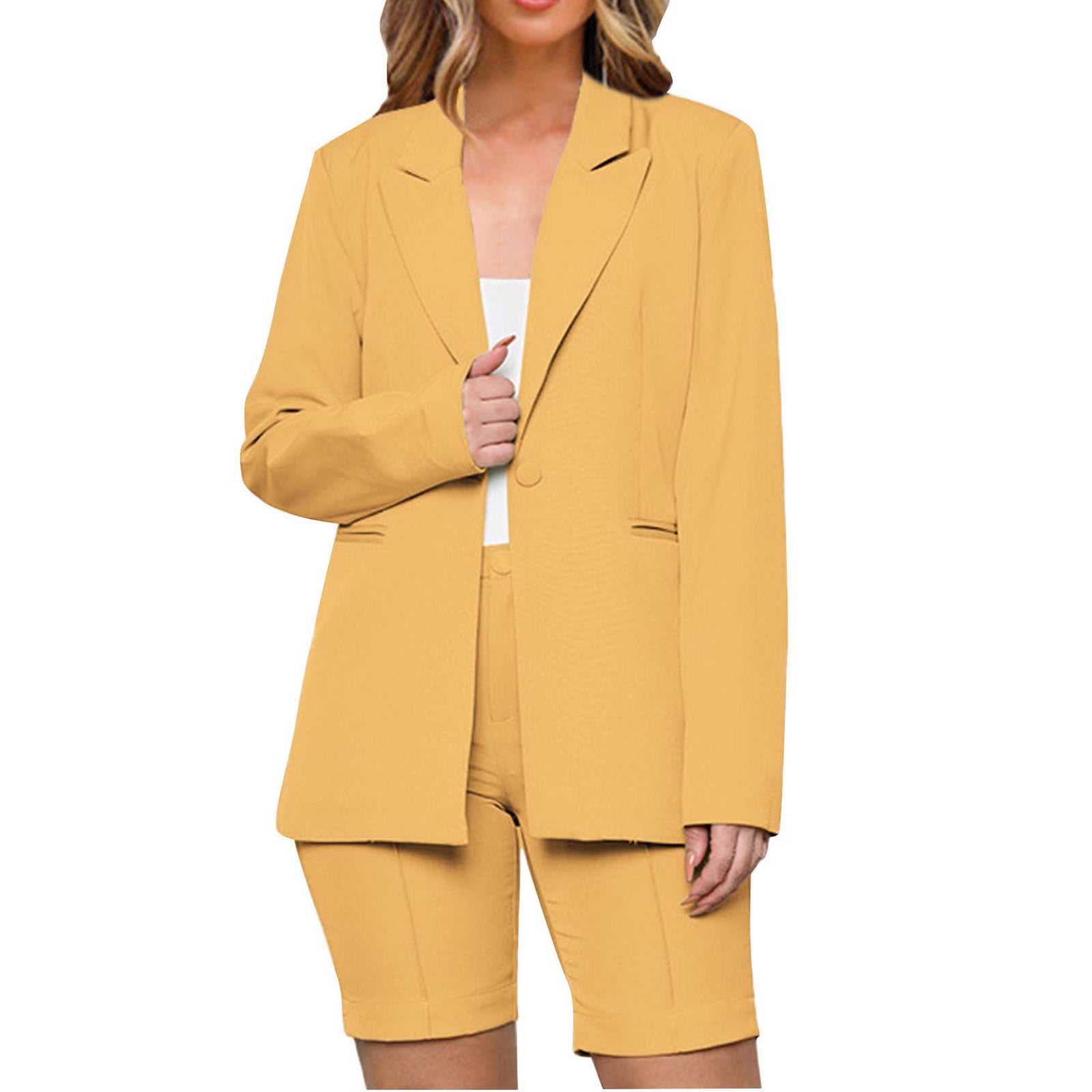 Aboser Blazer Shorts Set for Women Elegant 2 Piece Outfits Long Sleeve ...