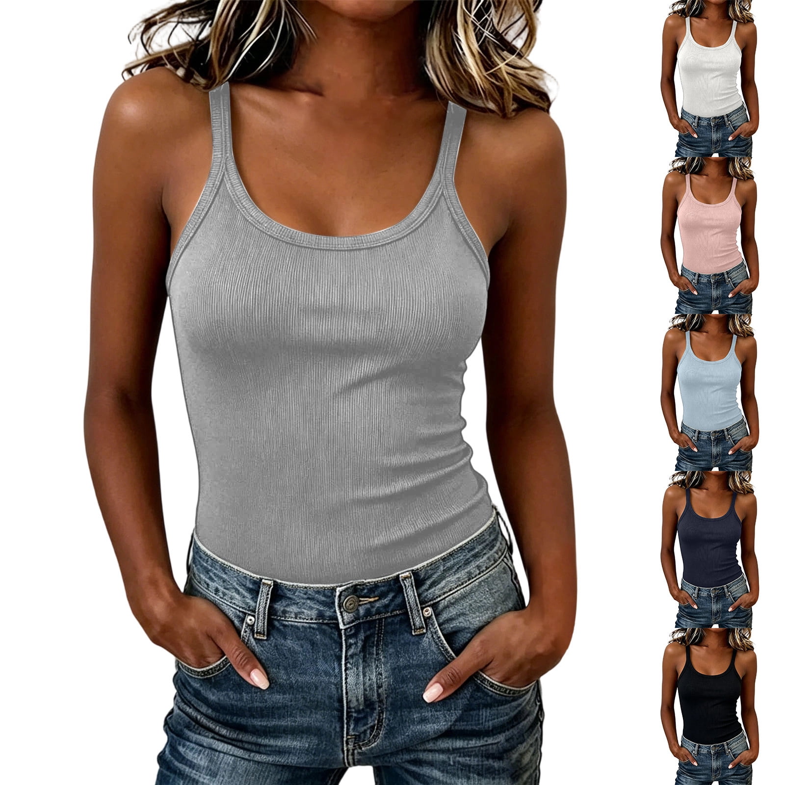 Aboser Built in Comfort Bra Tank Tops for Women Shapewear Soft ...