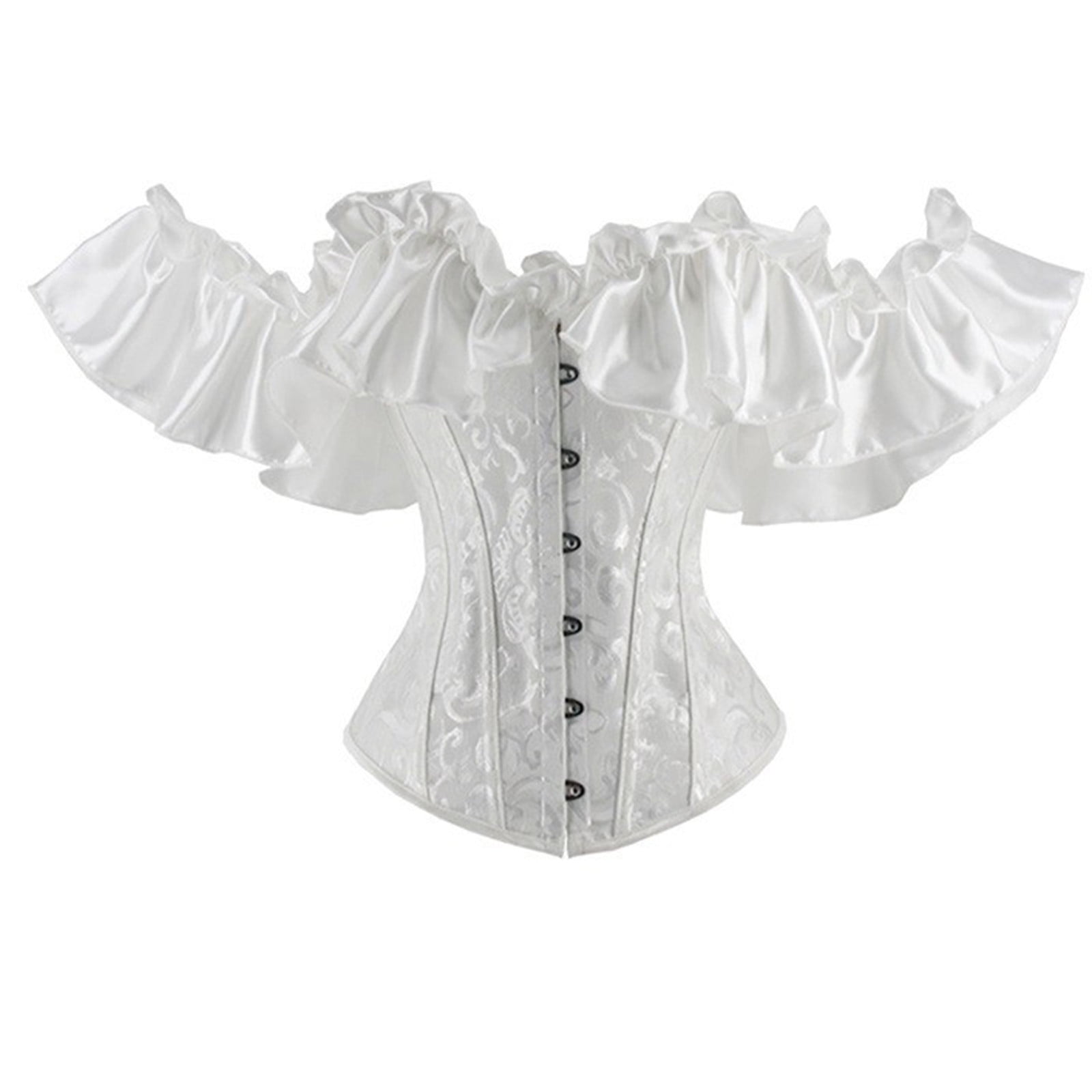 Aboser Bustier Top for Women One Shoulder Boned Corset Lace Up Body ...