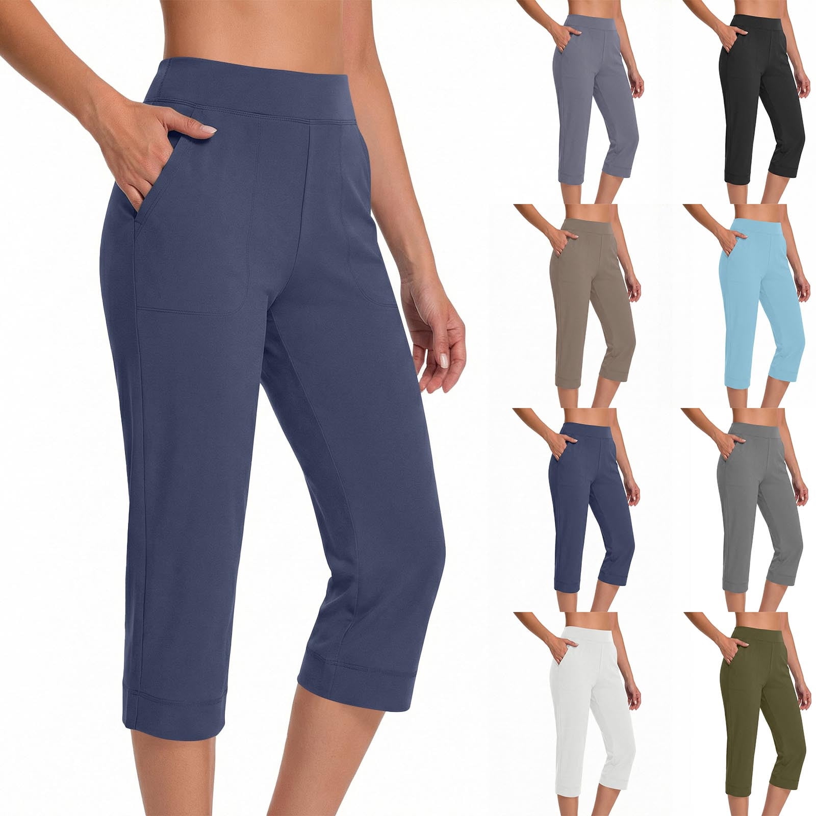 Aboser Capri Workout Pants for Women Tummy Control Athletic Leggings ...