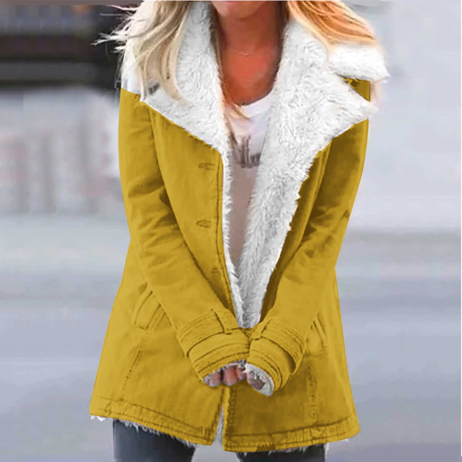 Aboser Womens Winter Clothes Fleece Jacket Wool Lined Outwear Oversized ...