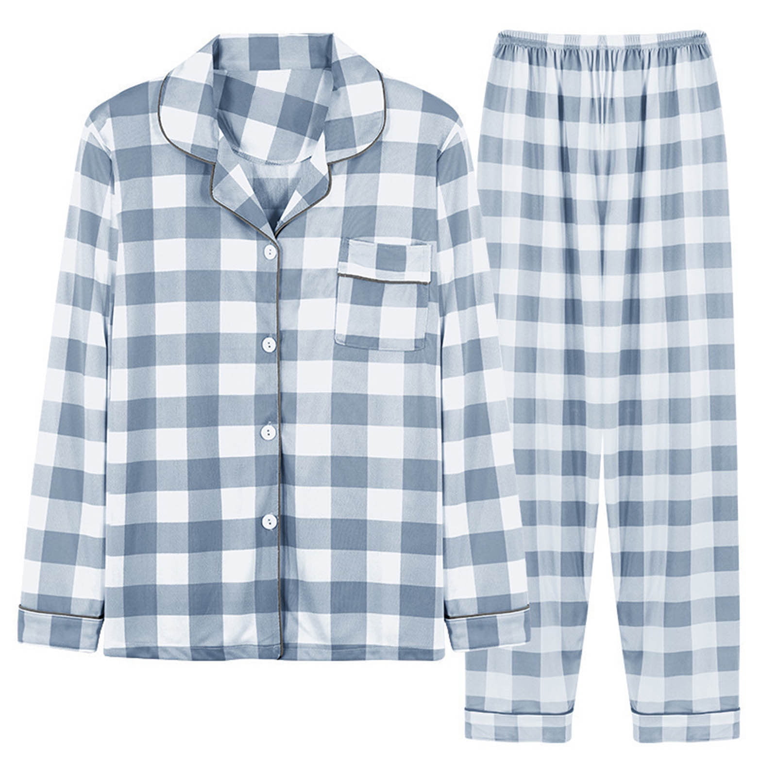 Aboser Comfy Pajamas for Women 2 Piece Sleepwear Plaid Long Sleeve ...
