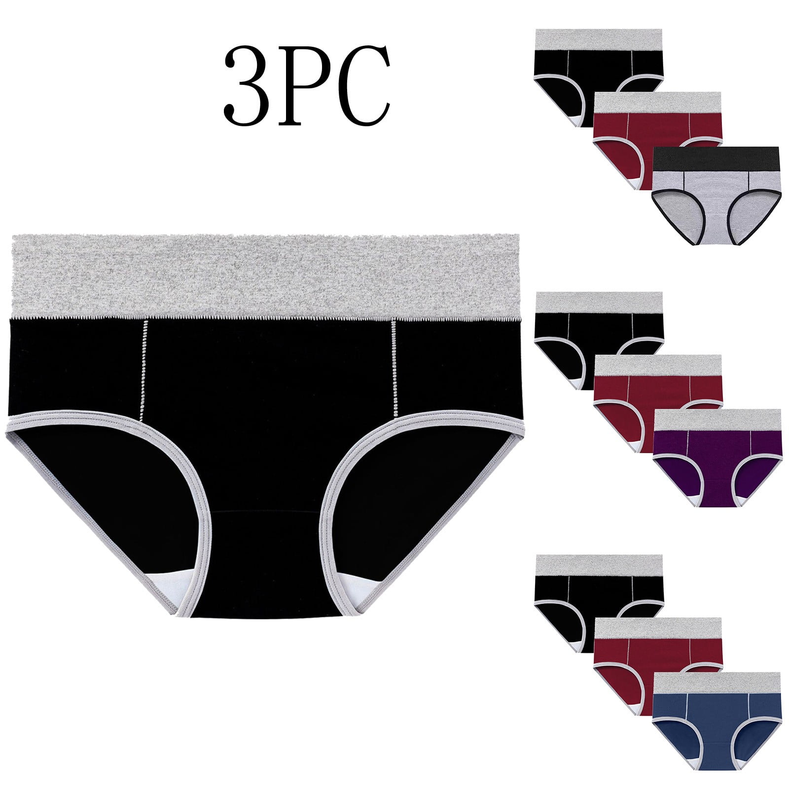 Aboser Cotton Underwear for Women 3 Pack Seamless High Waisted Panties ...