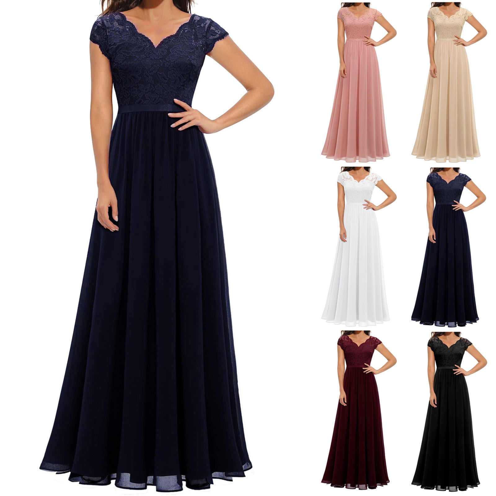 Aboser Elegant Prom Dresses for Women Lace Maxi Dress Formal Wedding ...