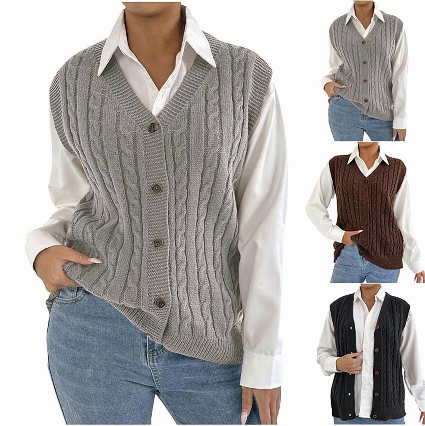 Aboser Fall Sweater Vest for Women 2026 Casual Sleeveless Button Down ...