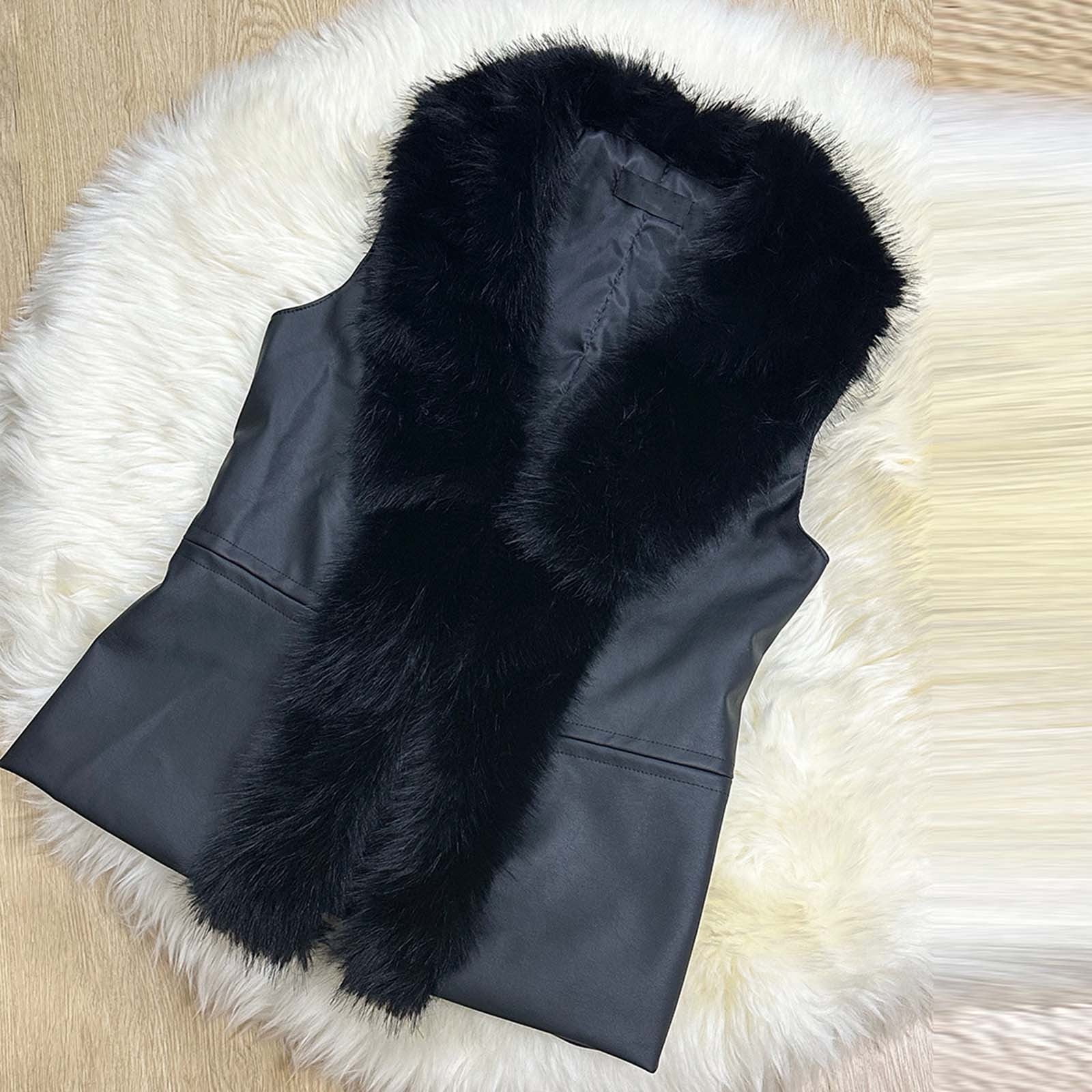 Aboser Faux Fur Overcoat for Women Thermal Sleeveless Vest Jacket ...