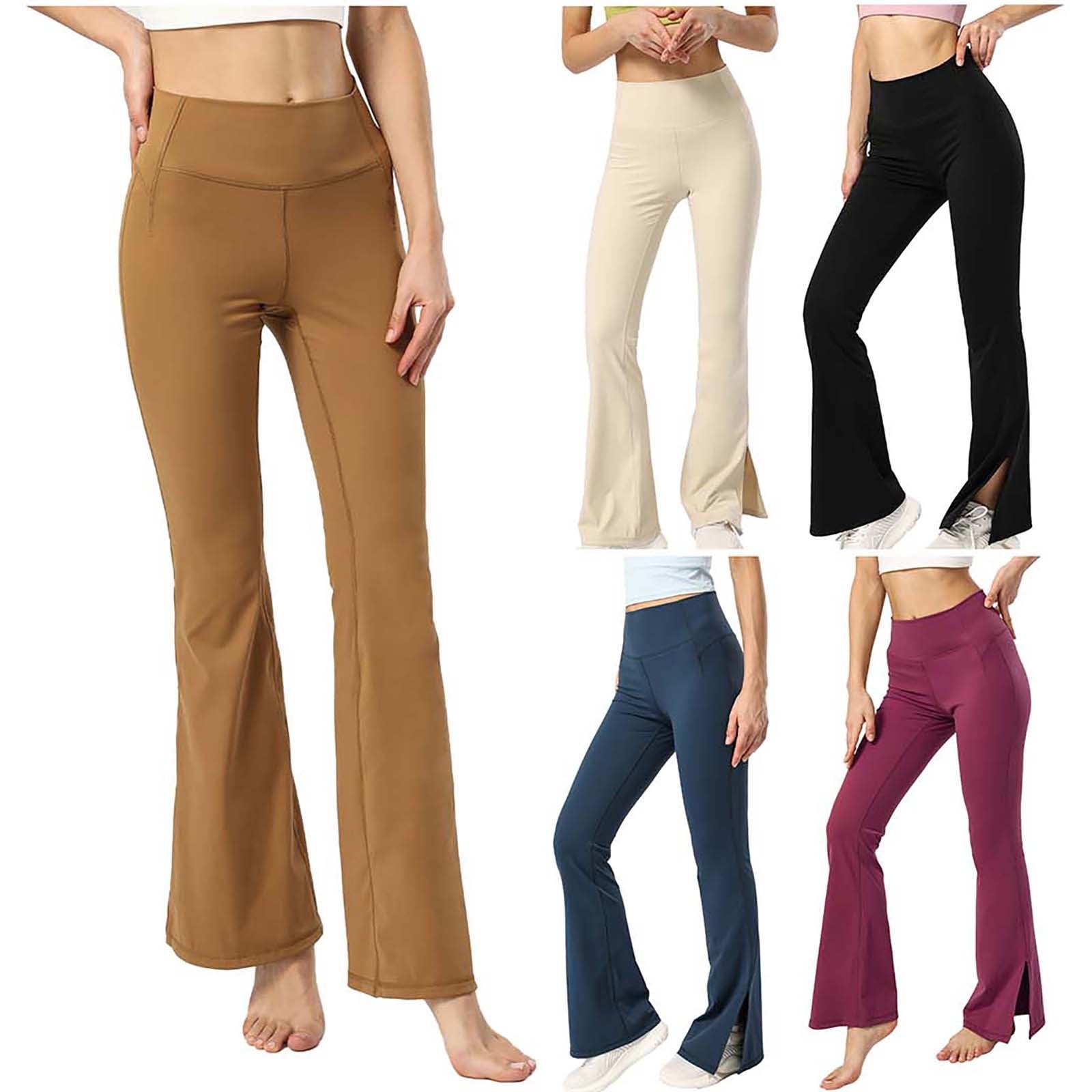 Aboser Flare Yoga Pants Women Tall Workout Pants Stretch Side Slits