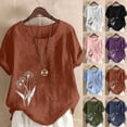 Aboser Floral Shirts for Women Plus Size Short Sleeve Tops Boho Print ...