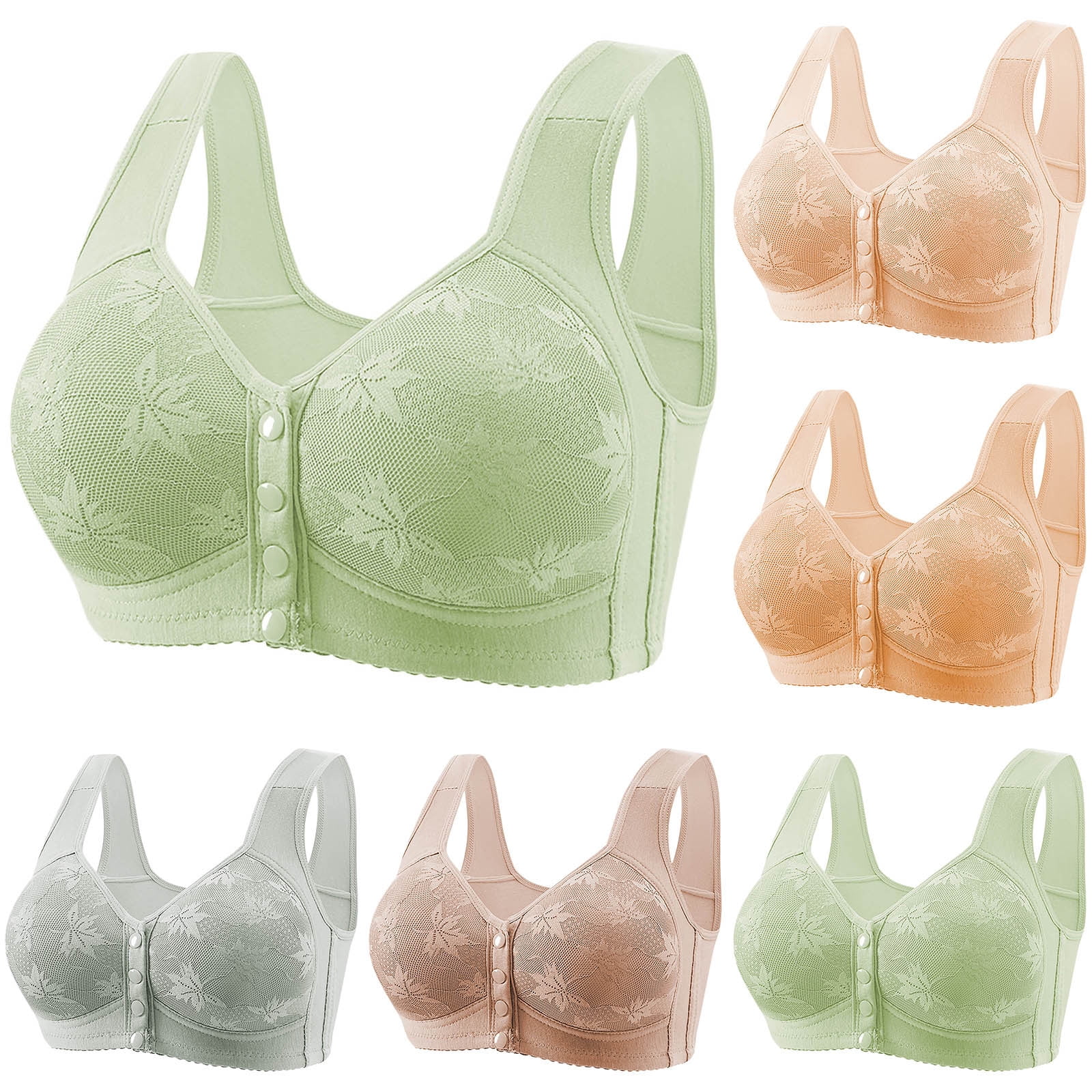 Aboser Front Closure Daisy Bras for Older Women Plus Size Wide Strap ...
