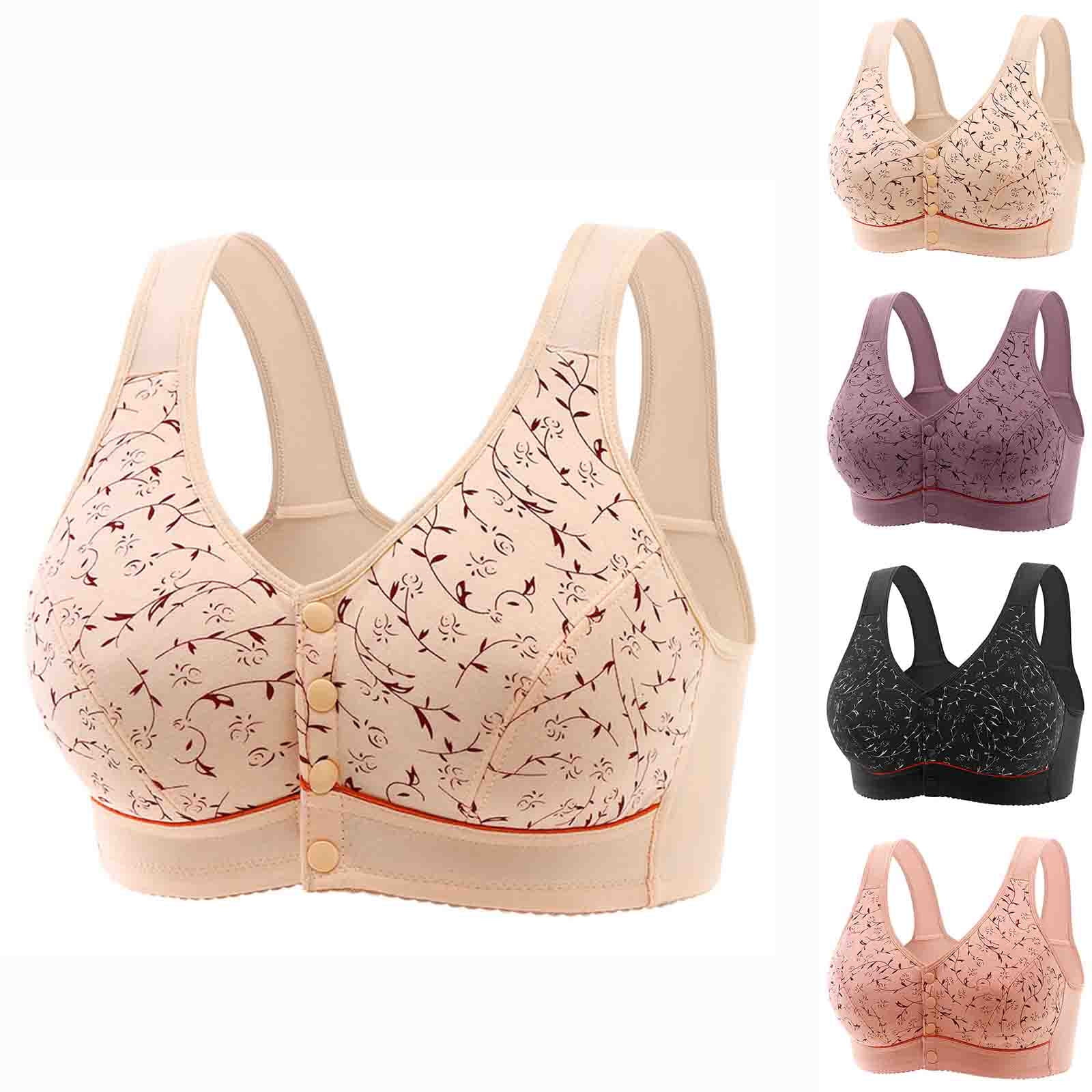 Aboser Front Closure Floral Bras for Women No Underwire Liftup Bras ...