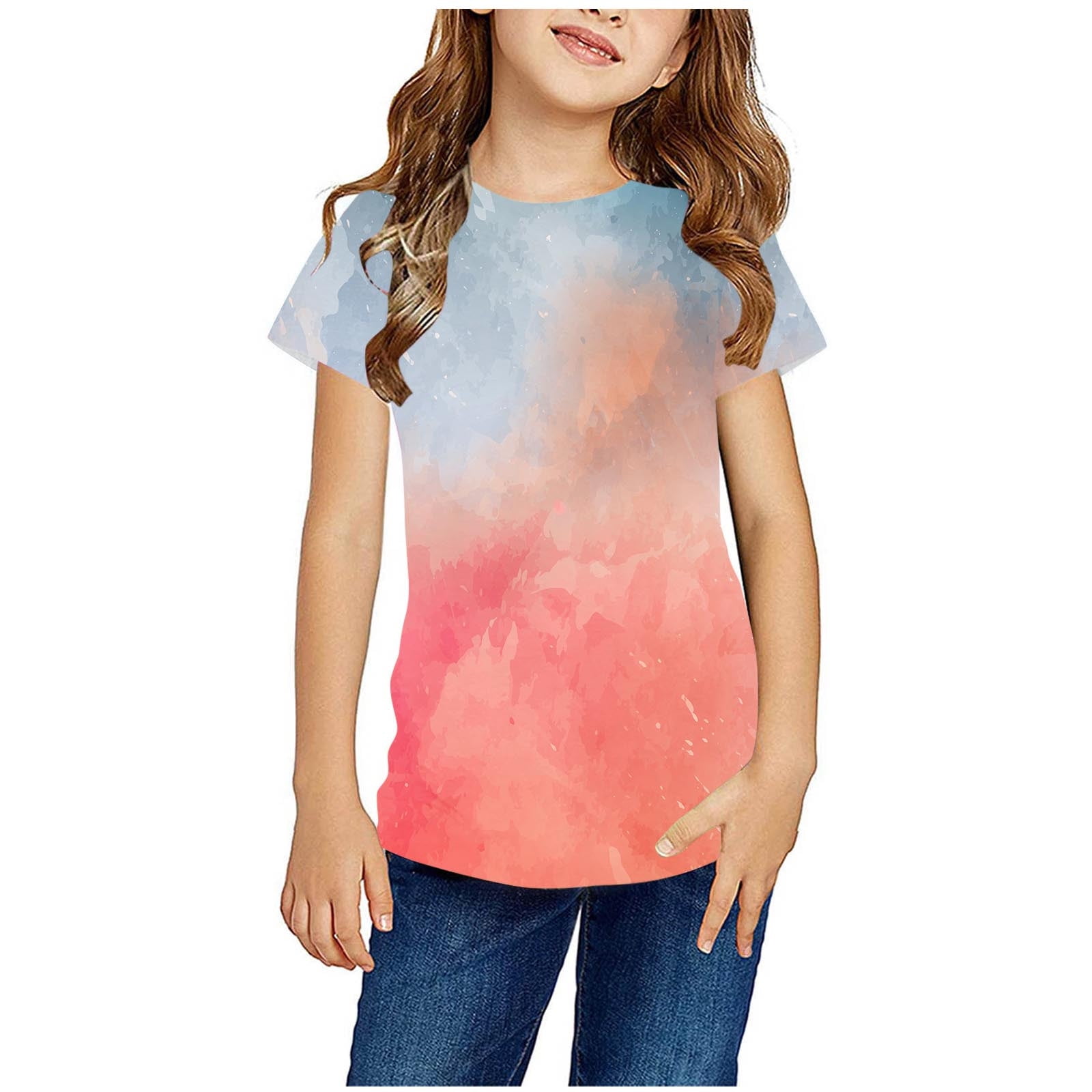 Aboser Girls Summer Graphic T Shirts Size 8 Kid's Short Sleeve T-Shirt ...