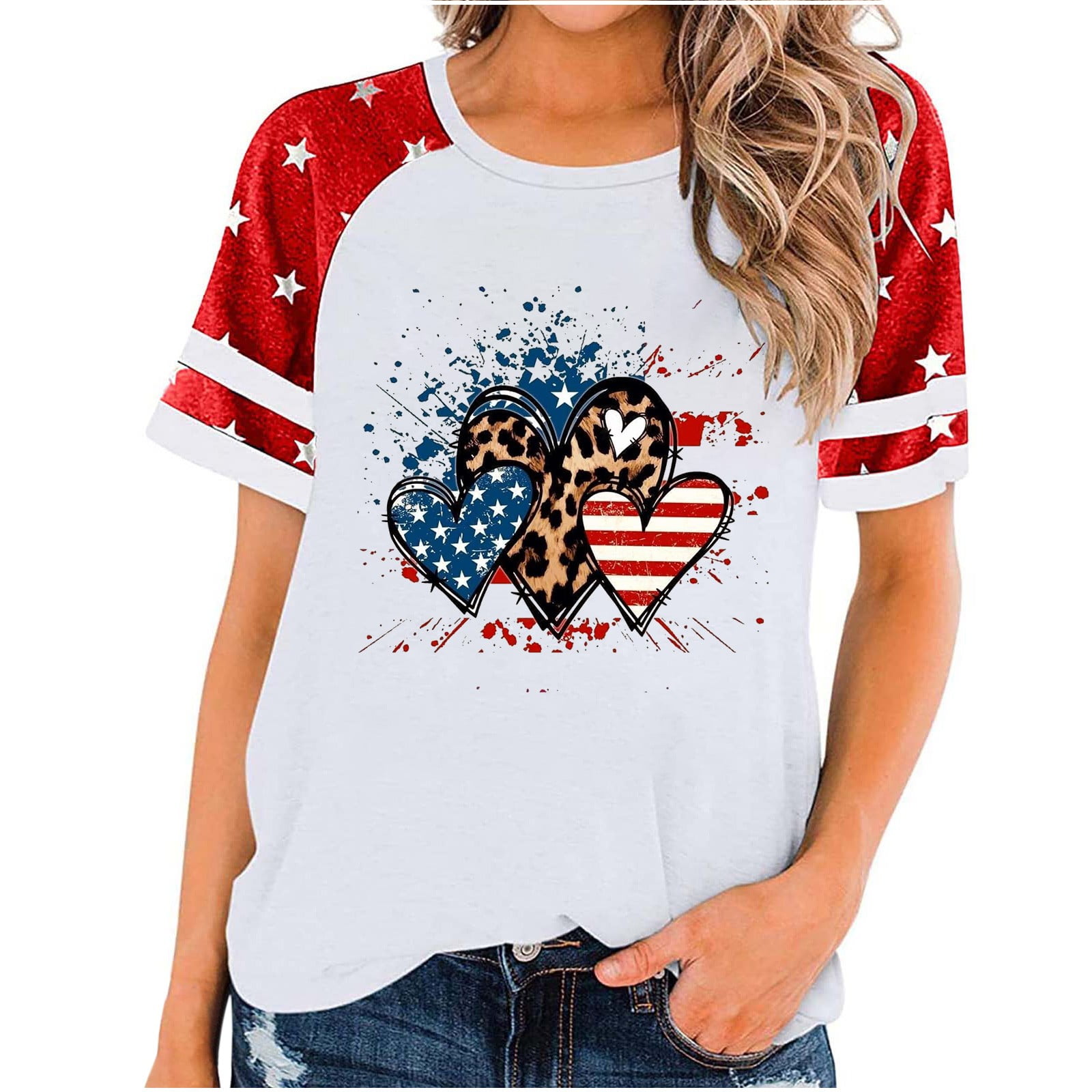 Aboser Graphic Tshirts For Women Under 5 Usa American Flag Graphic